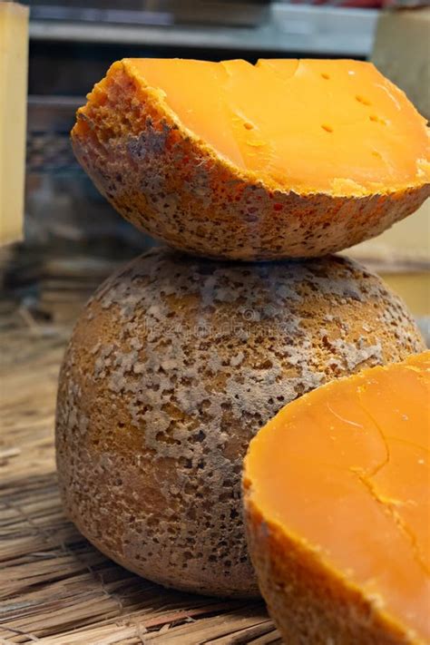 Pieces Of Native French Aged Cheese Mimolette Produced In Lille With