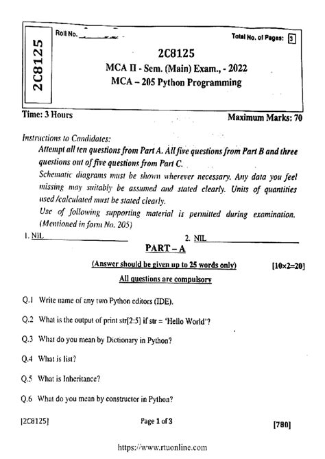 MCA Python Final Exam Study Notes A Comprehensive Guide Studocu