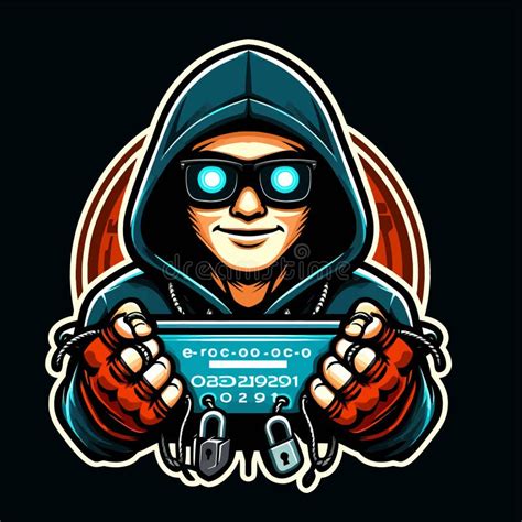 hacker mascot logo sticker style emblem talisman business vector