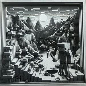 Minecraft 3d Wall Art Etsy