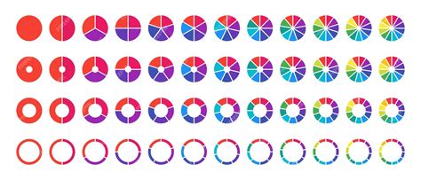 Premium Vector Pie Chart Symbol Set Colorful Wheel Diagram With