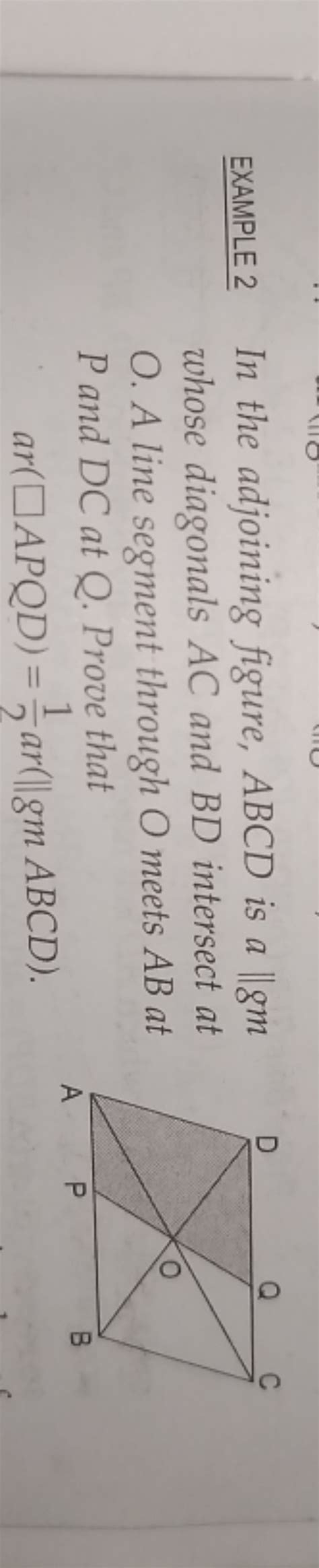 EXAMPLE In The Adjoining Figure A B C D Is A G M Whose Diagonals A