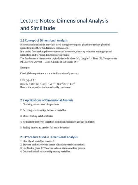 Dimensional Analysis And Similitude Guide Pdf Reynolds Number