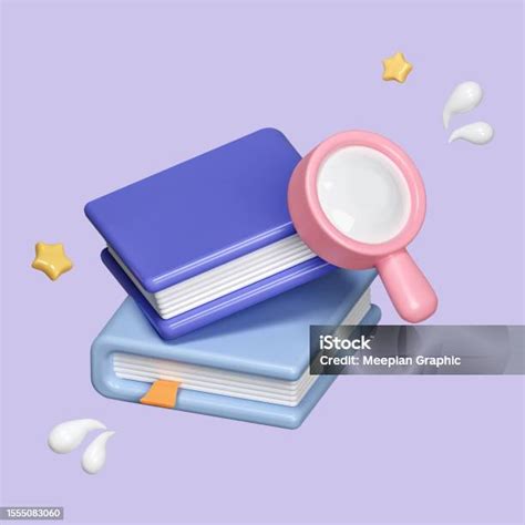 3d 검색 지식 아이콘입니다 배경에 격리된 책 더미가 있는 돋보기 아이콘 기호 클리핑 경로입니다 3d 렌더링 일러스트레이션 3차원 형태에 대한 스톡 사진 및 기타 이미지