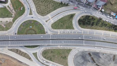 Premium Stock Video Traffic Intersection Overhead View