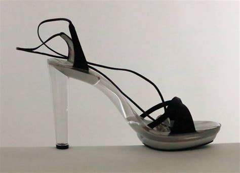 Charles Jourdan Plexiglass Platform Rhinestone Ankle Tie Sandals At 1stdibs