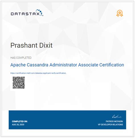 Passed ‘datastax Apache Cassandra 3x Administrator Associate