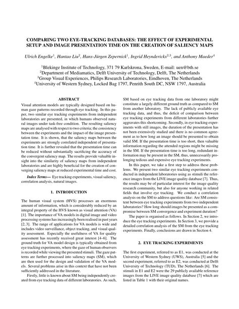 Pdf Comparing Two Eye Tracking Databases The Effect Of Experimental Setup And Image