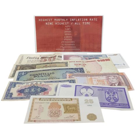 Hyperinflation Nine Highest Countries All Time Nine Banknotes Billfold