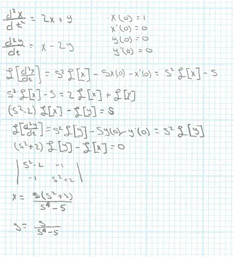 Solved D2x Dt2 2x Y D2y Dt X 2y X O 1 X O Chegg Com