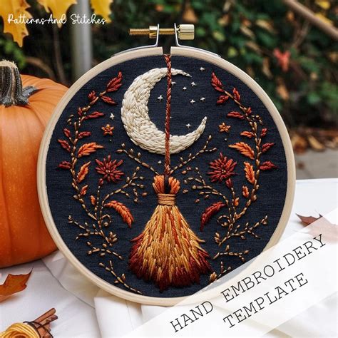 Witch Embroidery Pattern Etsy