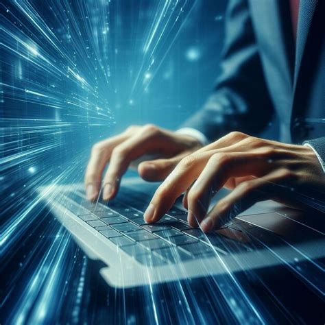 Close Up Of Human Hands Typing On Computer Keyboard Internet And Technology Concept Premium Ai