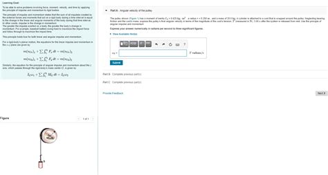 Solved Part A Angular Velocity Of The Pulley Learning Chegg