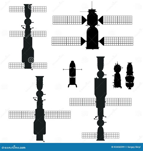 Contours Of Space Satellites And Space Stations Stock Vector