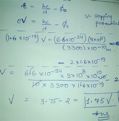 The Work Function Of Potassium Is 20 Ev When It Is Illuminated By