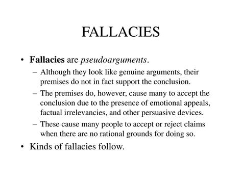 PPT FALLACIES PowerPoint Presentation Free Download ID 163973