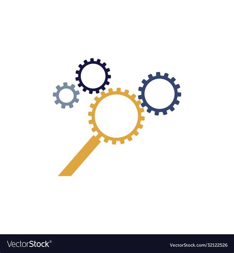 Seo Search Gears Tool Magnifying Gear Glass Stock Vector Image