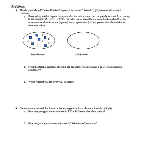 problems 3 the diagram labeled before reaction depicts a mixture of