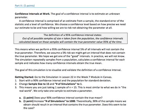 Part Iii 5 Points Confidence Intervals At Work