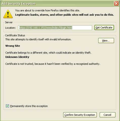 This Connection Is Untrusted Certificate Error When Logging In To A Xenta Server Using Firefox