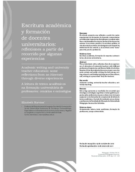 Pdf Escritura Académica Y Formación De Docentes Universitarios
