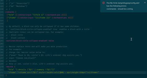 Alert Msg The File Config Edn Has The Following Errors Commands Should Be A String