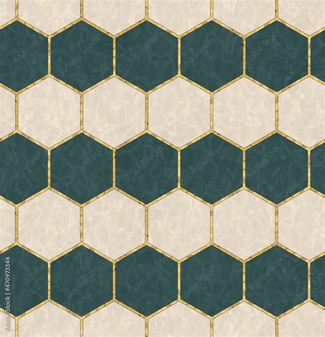 Hexagon Seamless Texture Mosaic Inlay Illustration In Stained Glass