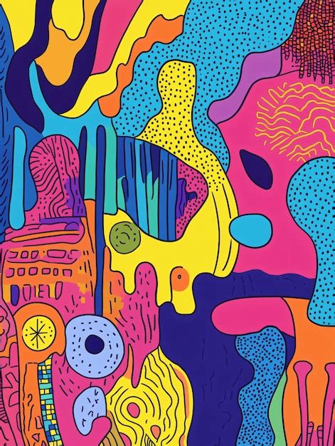 Psychedelic Doodle Art Premium Ai Generated Image