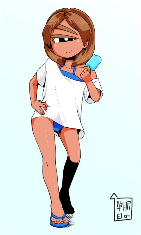 Yakochu Original Girl Black Eyes Blue One Piece Swimsuit Blue