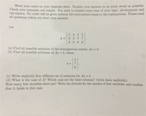 solved write your name on your response sheet explain your