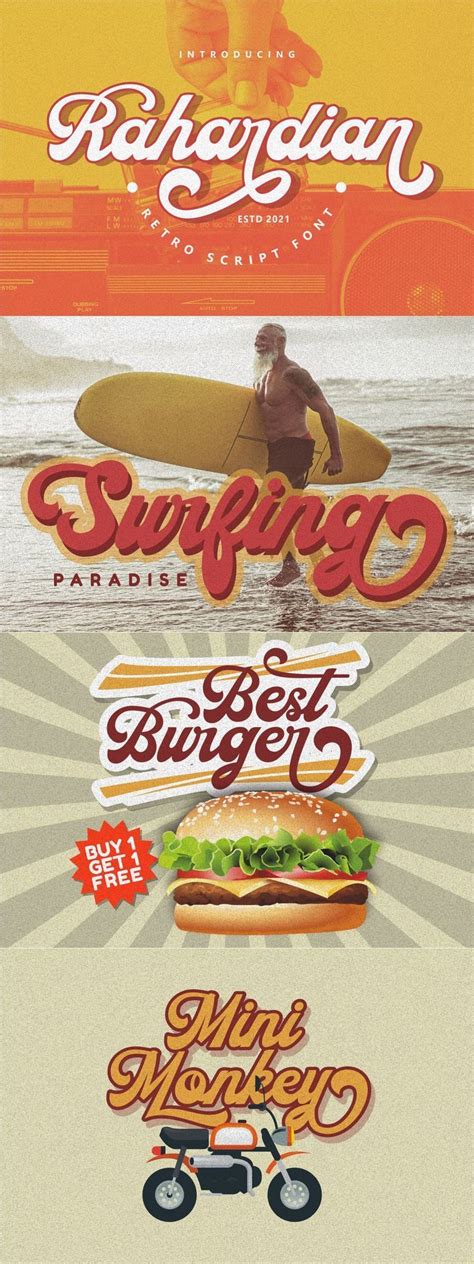 Rahardian Bold Retro Script Font Vintage Script Font Groovy Font