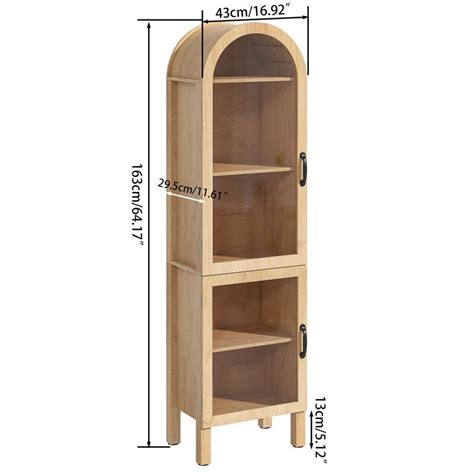 Winston Porter Arched Display Cabinet Bookcase With Glass Doors