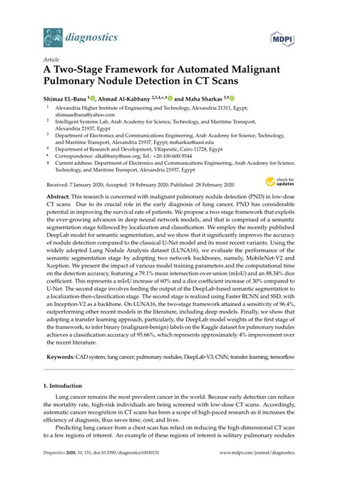 Pdf A Two Stage Framework For Automated Malignant Pulmonary Nodule