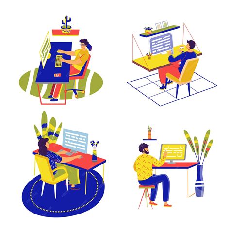 Premium Vector Programming Set Concept With People Scene In The Flat