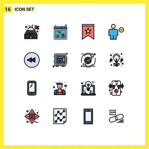 16 User Interface Flat Color Filled Line Pack Of Modern Signs And