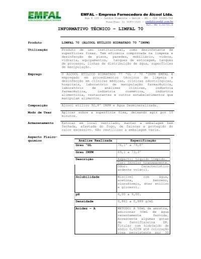Ficha TÉcnica De Produto Emfal