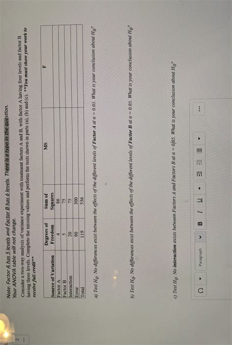 solved consider a two way analysis of variance experiment