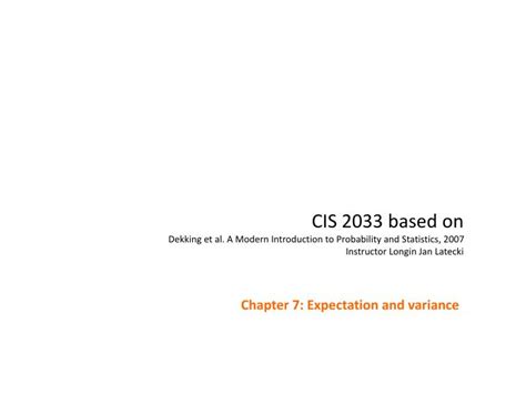 Ppt Chapter 7 Expectation And Variance Powerpoint Presentation Free Download Id 4701264