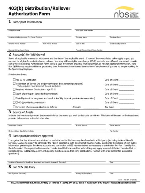 Fillable Online Hi Doe 403b Distribution Rollover Authorization Form
