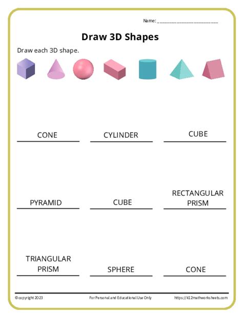 3d Shapes Worksheets K12 Math Worksheets