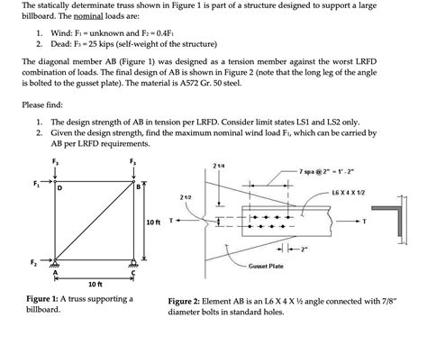 Solved The Statically Determinate Truss Shown Billboard The