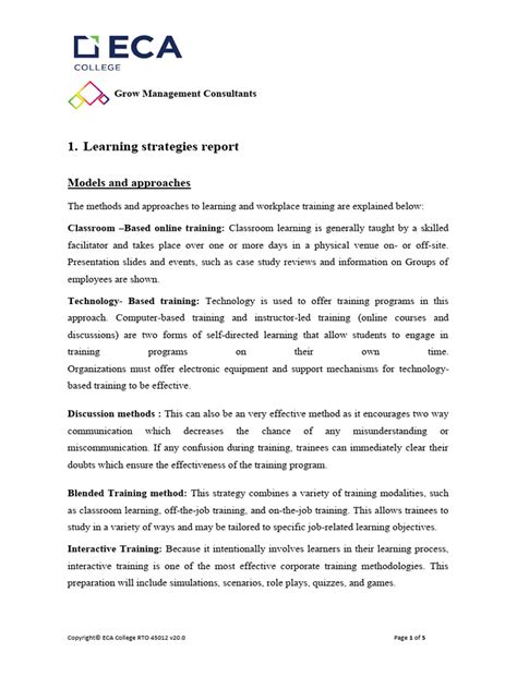 2learning strategies report template pdf educational technology