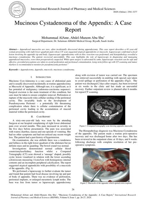 Pdf Cystadenoma Of The Appendix A Case Report