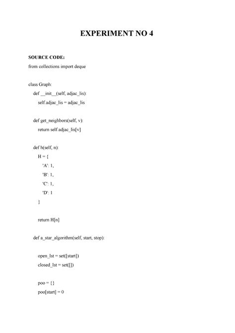 Ai I Expt4 Experiments Experiment No 4 Source Code From