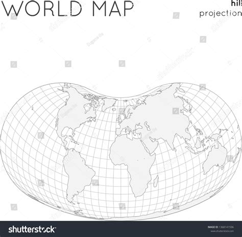 World Map Globe Hill Projection Graticule Stock Vector Royalty Free 1368141596 Shutterstock