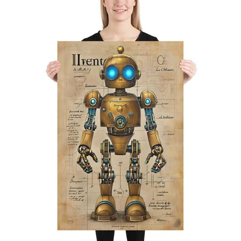Robot Art Schematics Poster Robot Art Retro Robot Robot Poster