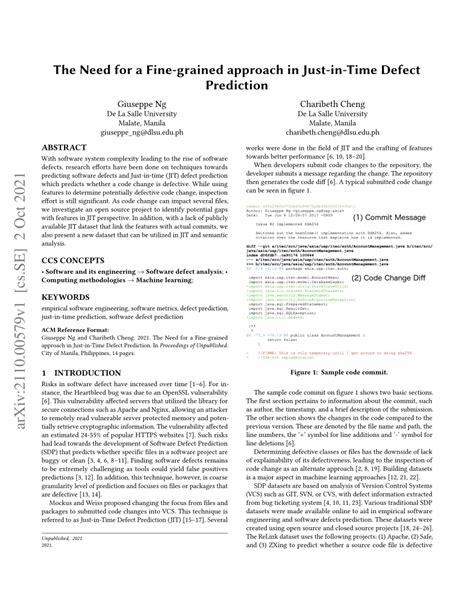 Pdf The Need For A Fine Grained Approach In Just In Time Defect Prediction