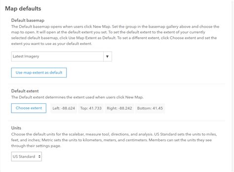 solved set default map extent for all users in organisati esri