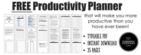 Free Productivity Planner Printable Or Digital
