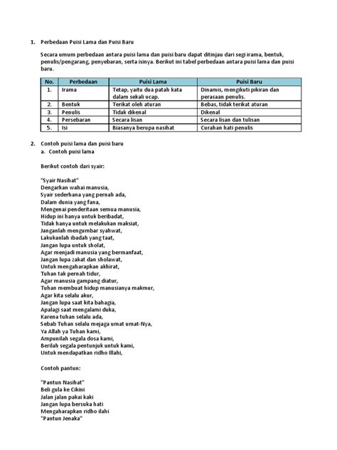 Perbedaan Puisi Lama Dan Puisi Baru Part 2 | PDF